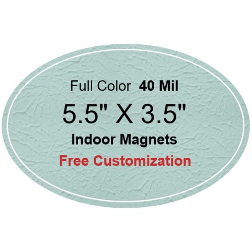 5.5x3.5 Custom Oval Shaped Indoor Magnets 40 Mil