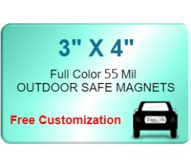 3x4 Custom Magnets - Outdoor & Car Magnets 55 Mil Round Corners