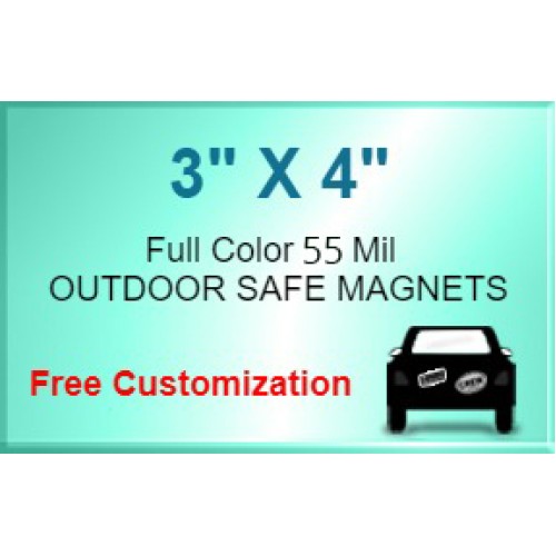 3x4 Custom Magnets - Outdoor & Car Magnets 55 Mil Square Corners