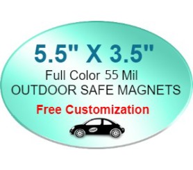 5.5x3.5 Custom Oval Magnets - Outdoor & Car Magnets 55 Mil