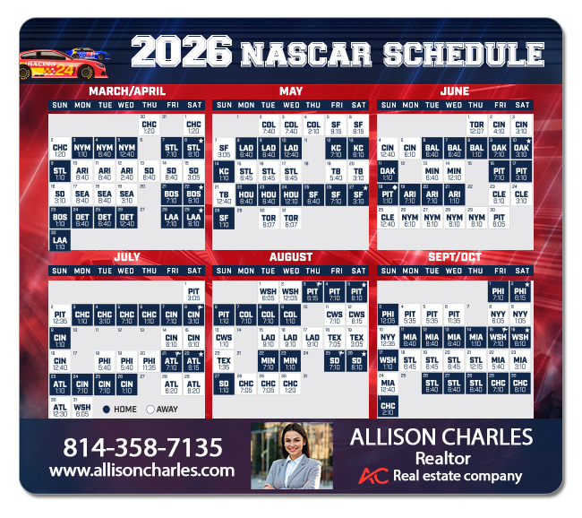 3.5x4 Custom NASCAR Sport Schedules Magnets 20 Mil Round Corners
