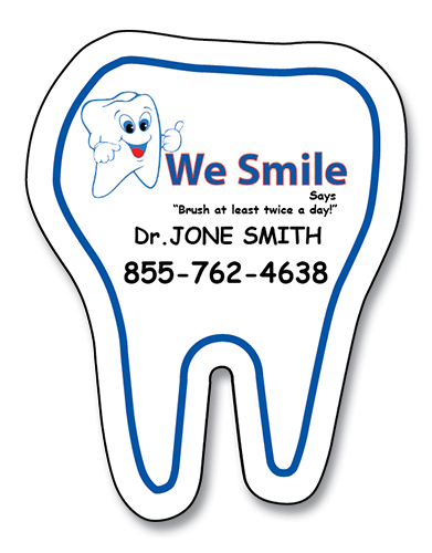 1.75x2.25 Custom Printed Tooth Shape Magnets 20 Mil