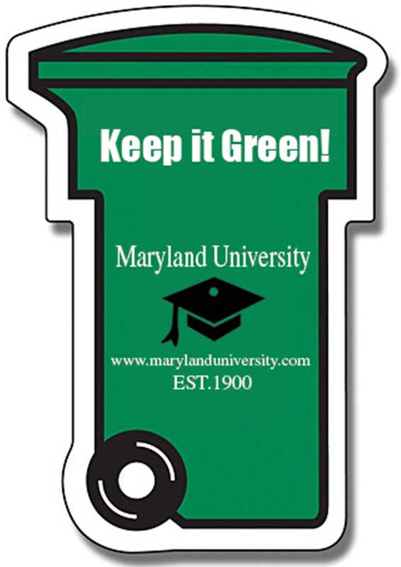 2.43x3.5 Custom Trash Can Shape Magnets 20 Mil