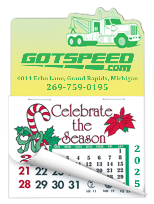 Custom Printed 3x4.25 Tow Truck Calendar Pad Magnets