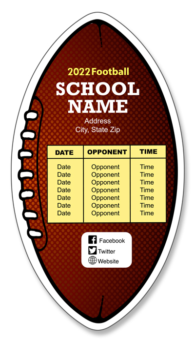 3x5.5 Customized Football Shape School Indoor Magnets 40 Mil
