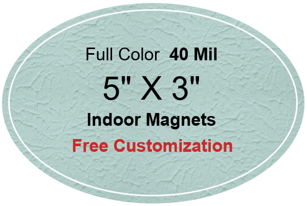 5x3 Promotional Oval Shaped Magnets - Indoor Magnets 40 Mil