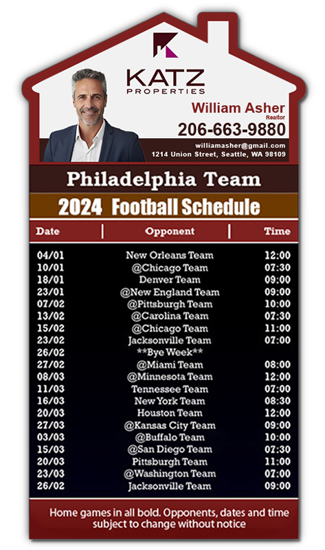 3.5x9 Customized Football Schedules Magna Card House Shape Magnets 20 Mil