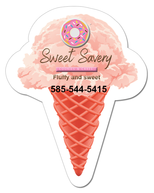 2.25x2.87 Custom Ice Cream Cone Shaped Magnets 20 Mil