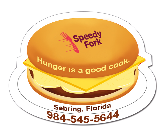 2.98x2.30 Custom Burger Shaped Magnets 20 Mil