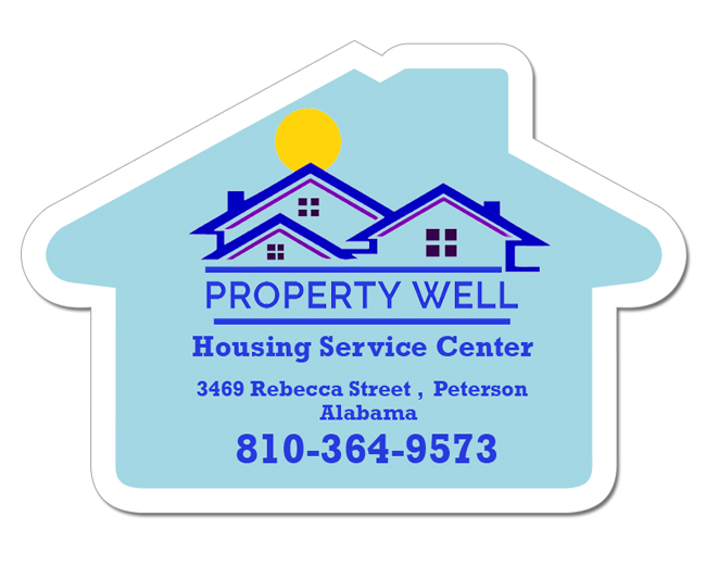 3.43x2.43 Custom House Shaped Magnets 20 Mil