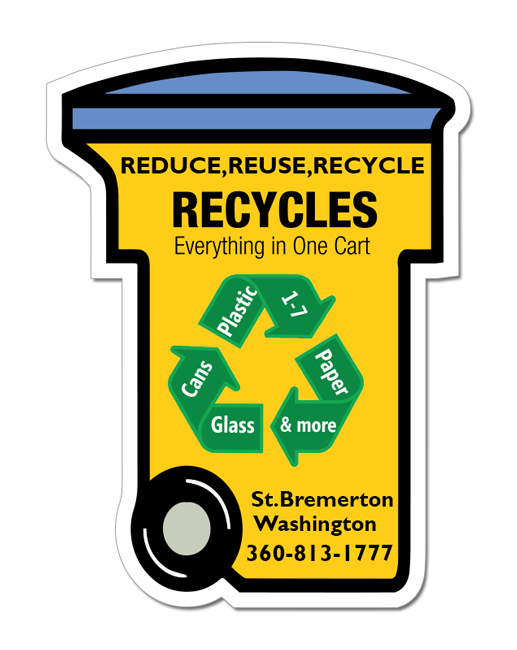 3.56x4.75 Custom Trash Can Shaped Magnets 20 Mil