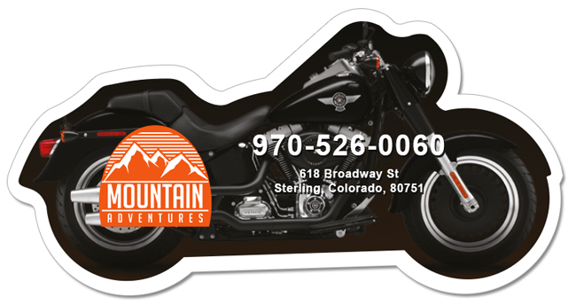 4.25x2 Custom Motorcycle Shaped Magnets 20 Mil