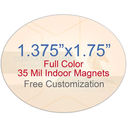 1.375X1.75 Custom Oval Shaped Magnets 35 Mil