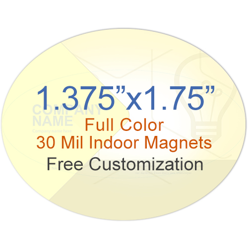 1.375X1.75 Custom Oval Shaped Magnets 30 Mil