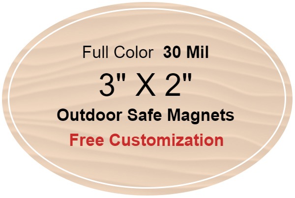 3x2 Custom Oval Magnets - Outdoor & Car Magnets 30 Mil
