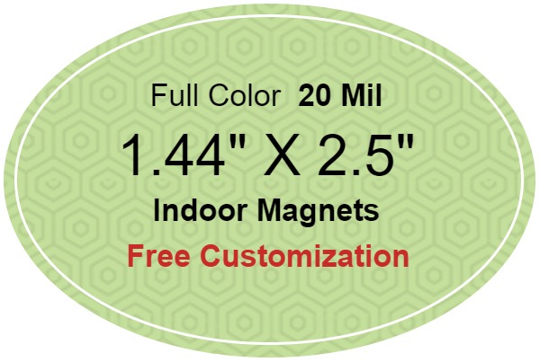 1.44X2.5 Custom Printed Oval Shaped Magnets 20 Mil
