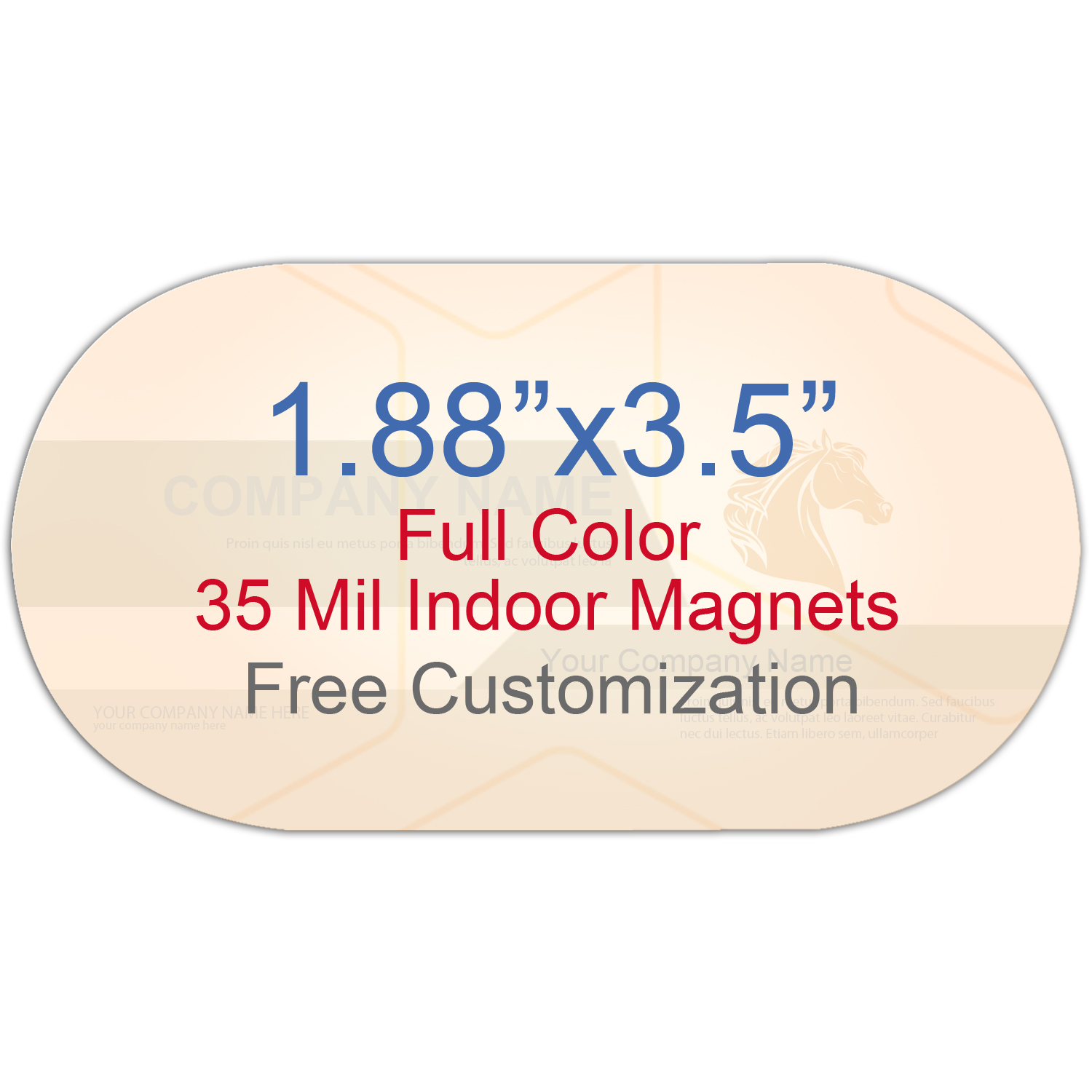 1.88X3.5 Custom Oval Shaped Magnets 35 Mil