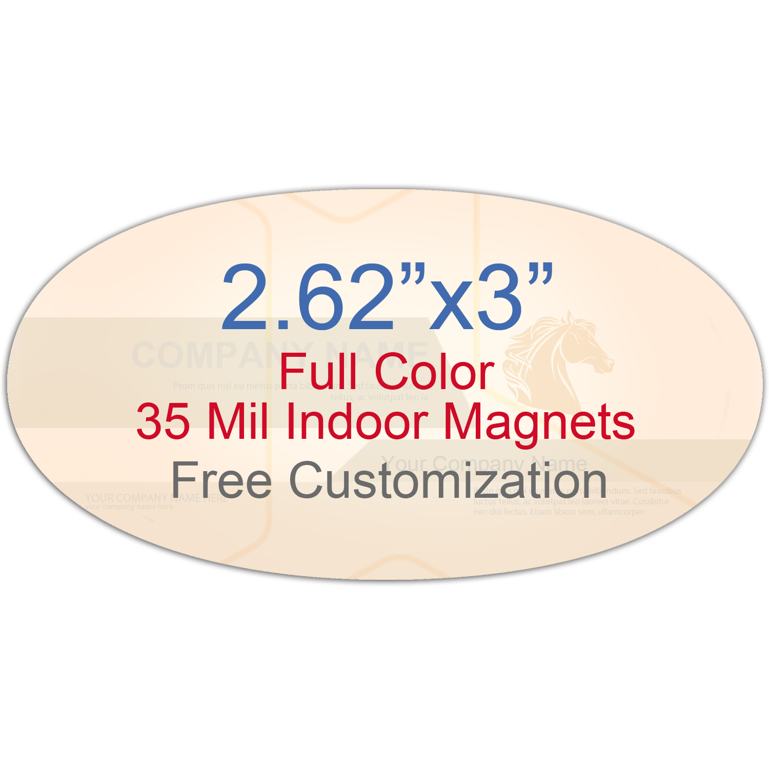 2.62X3 Custom Oval Shaped Magnets 35 Mil