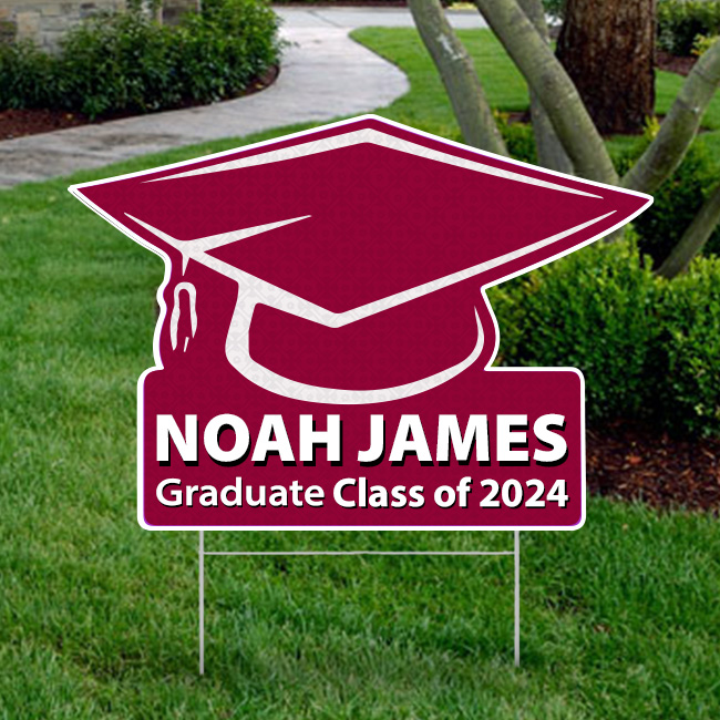 22" x 14" Graduation Hat Shaped Yard Signs - Full Color Double Side