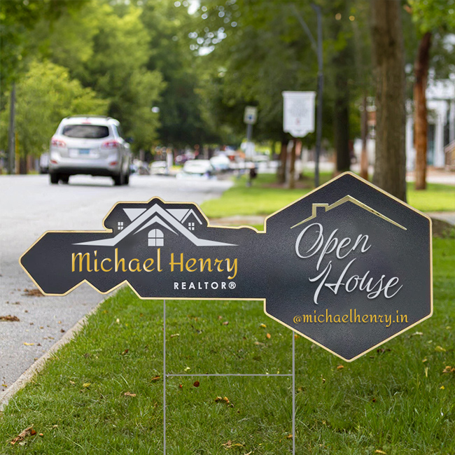22" x 14" Key Shaped Yard Signs - Full Color Double Side