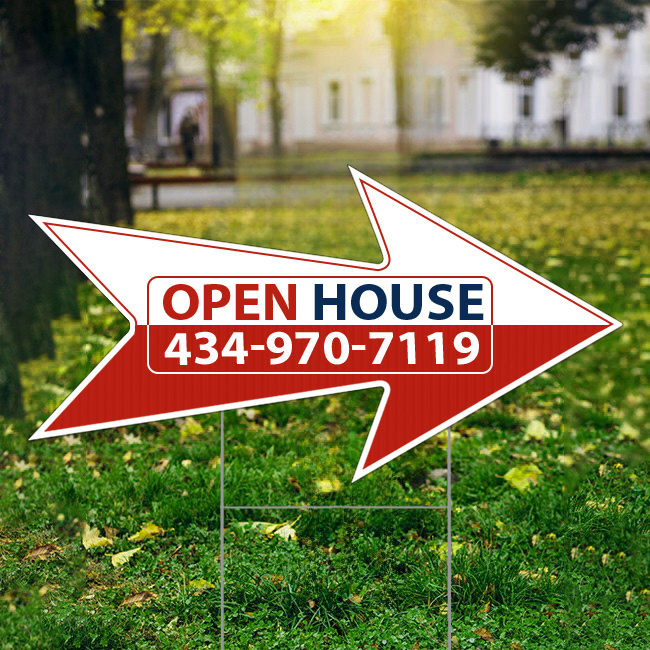 22" x 14" Arrow Shaped Yard Signs - Full Color Single Side
