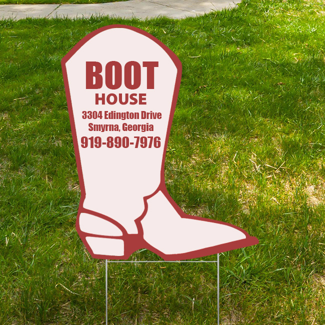 24" x 18" Boot Shaped Yard Signs - Full Color Single Side