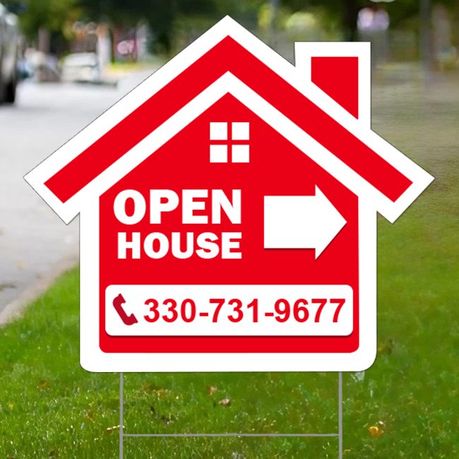 24" x 18" House Shaped Yard Signs - Full Color Double Side