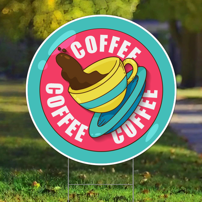 24" x 24" Circle Shaped Yard Signs - Full Color Double Side