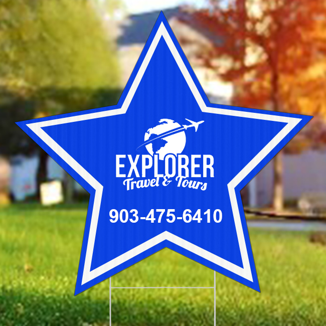 24" x 24" Star Shaped Yard Signs - Full Color Single Side