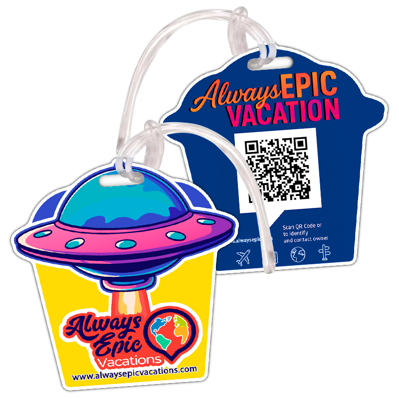 3"x3" Personalized UFO Shaped Full Color Luggage Tags