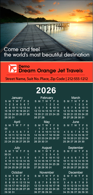 2.7x5.6 Customized Calendar Magnets 20 Mil Square Corners