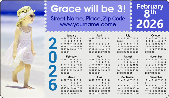 3.5x6 Custom Announcement Calendar Magnets 20 Mil Round Corners